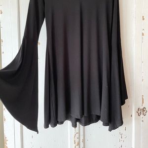 The Pretty Cult | Dresses | Morticia Goth Girl Black Bell Sleeve Mini ...